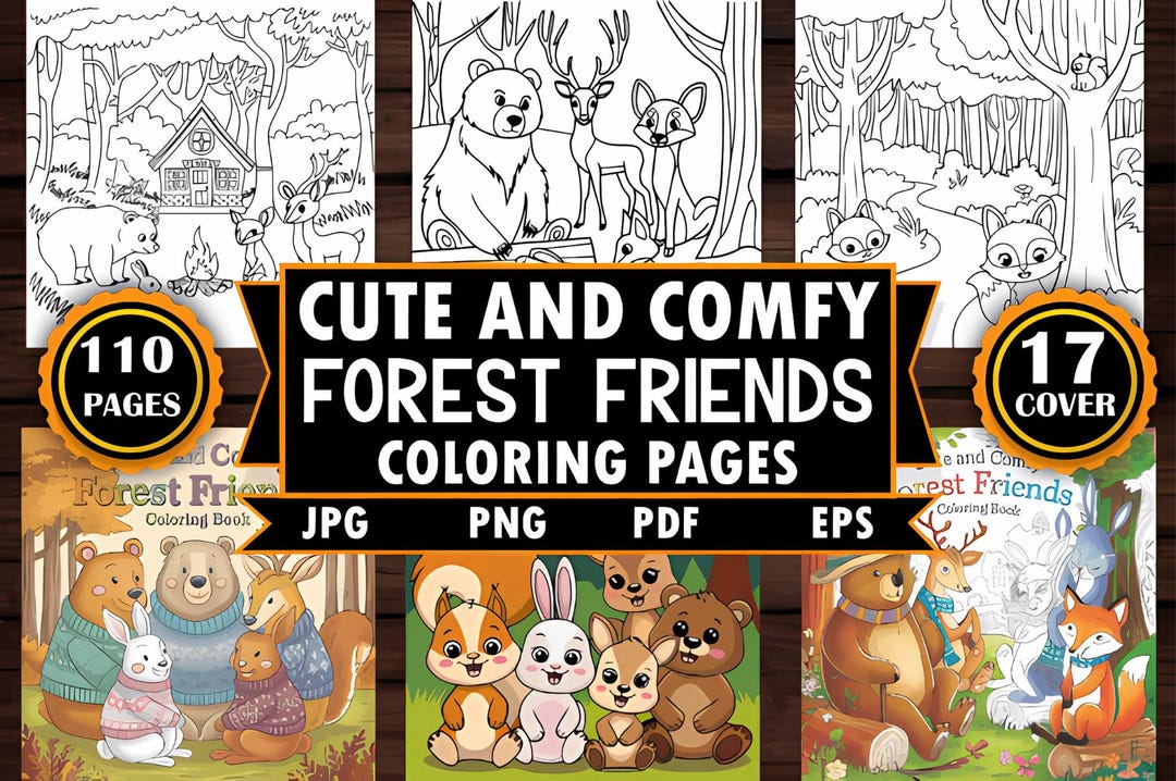 Cute Comfy Forest Friends Coloring Pages Cute Cozy Coloring Pages, Hand ...