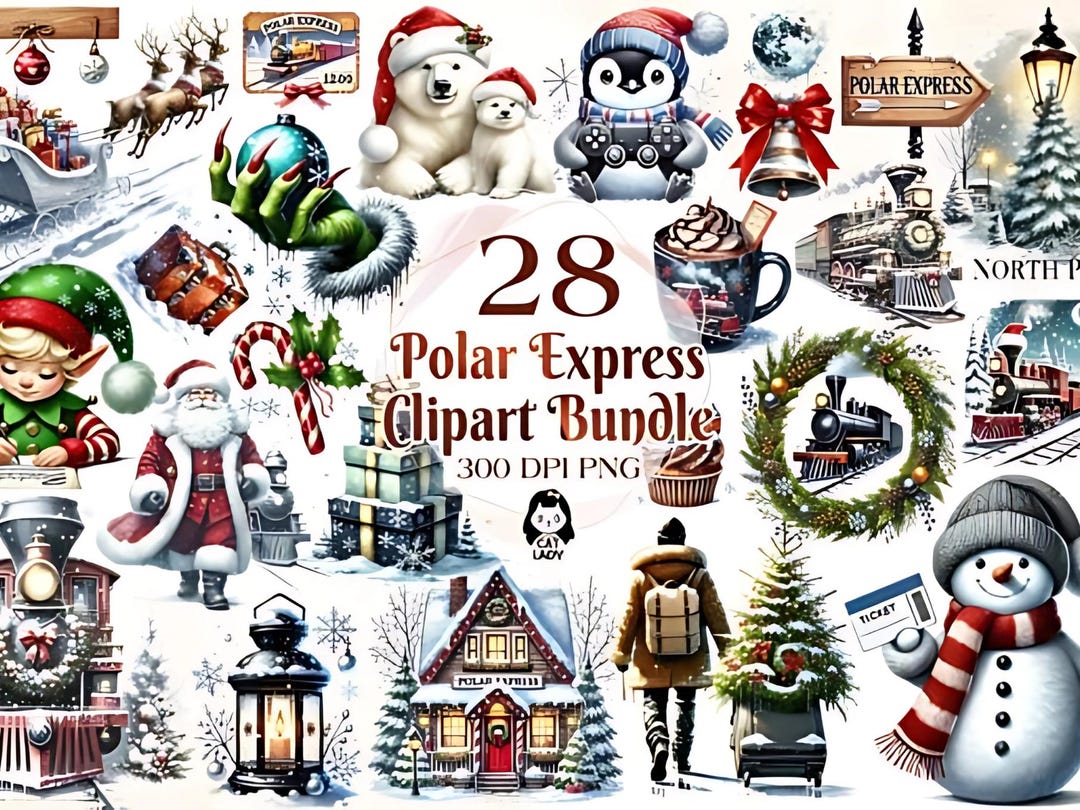 Polar Express Sublimation Clipart Bundle, Christmas Train, Believe Bell ...