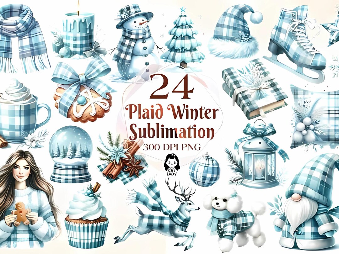 Plaid Winter Sublimation Clipart Bundle, Cozy Winter Clip Art Bundle ...