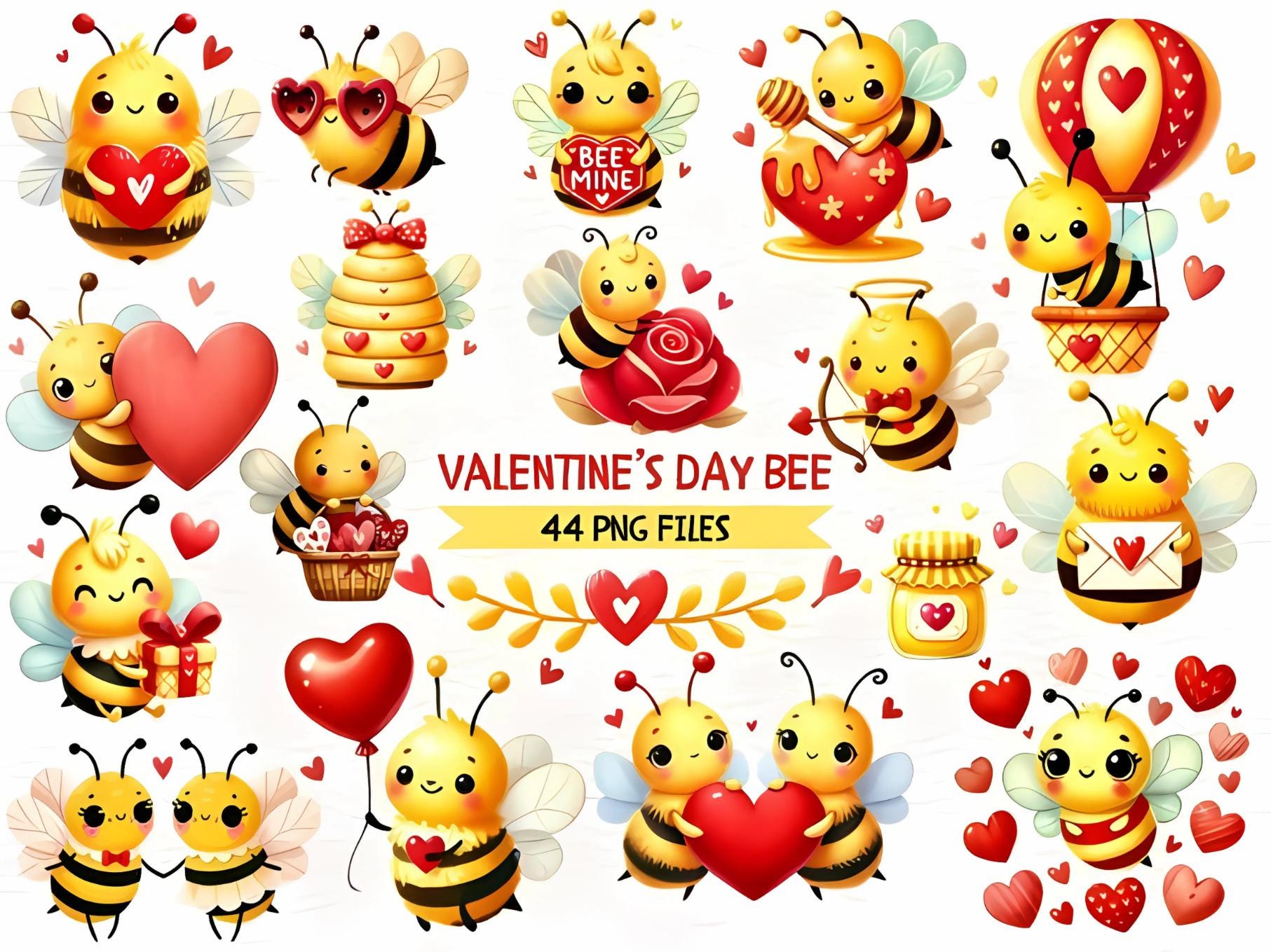Cute Valentine Day Bee Clipart, Cute Valentine Pngs - Bumblebees - Bee ...