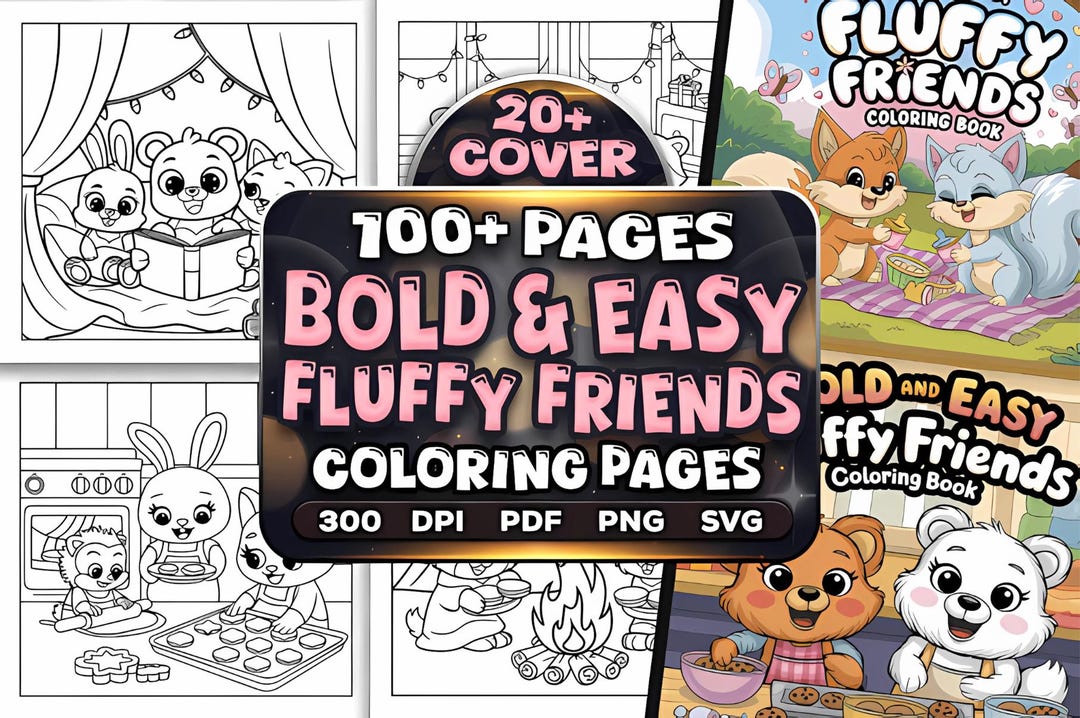 Fluffy Friends Coloring Book | Adorable Animals Coloring Pages, Comfy ...