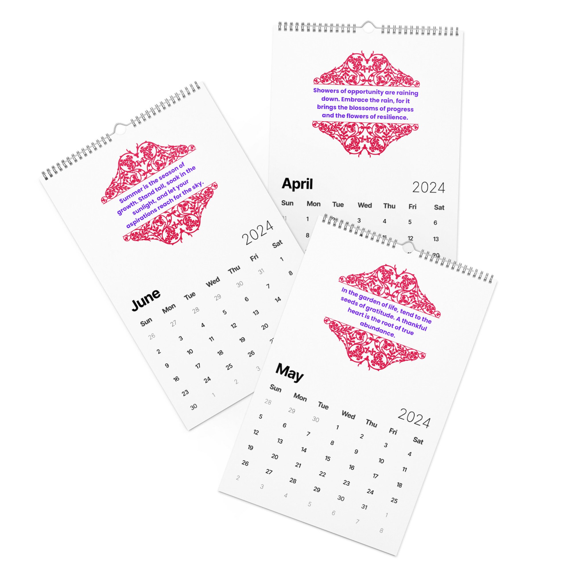 2024 Calendar With Inspirational Quotes Monthly Designs Wall Calendar ...