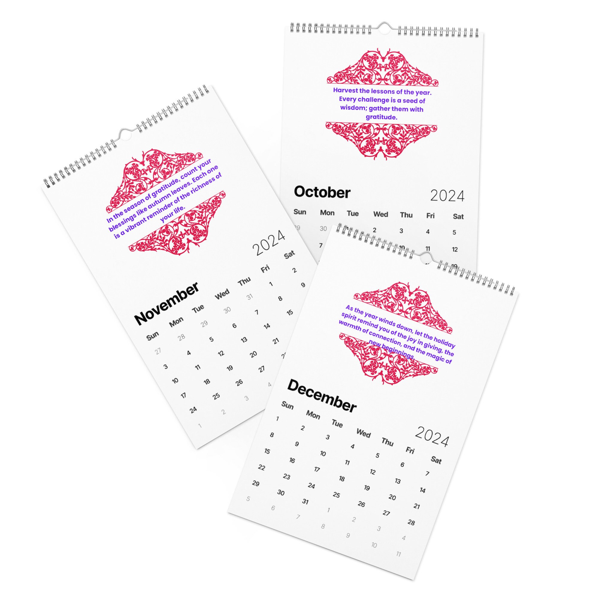 2024 Calendar With Inspirational Quotes Monthly Designs Wall Calendar ...