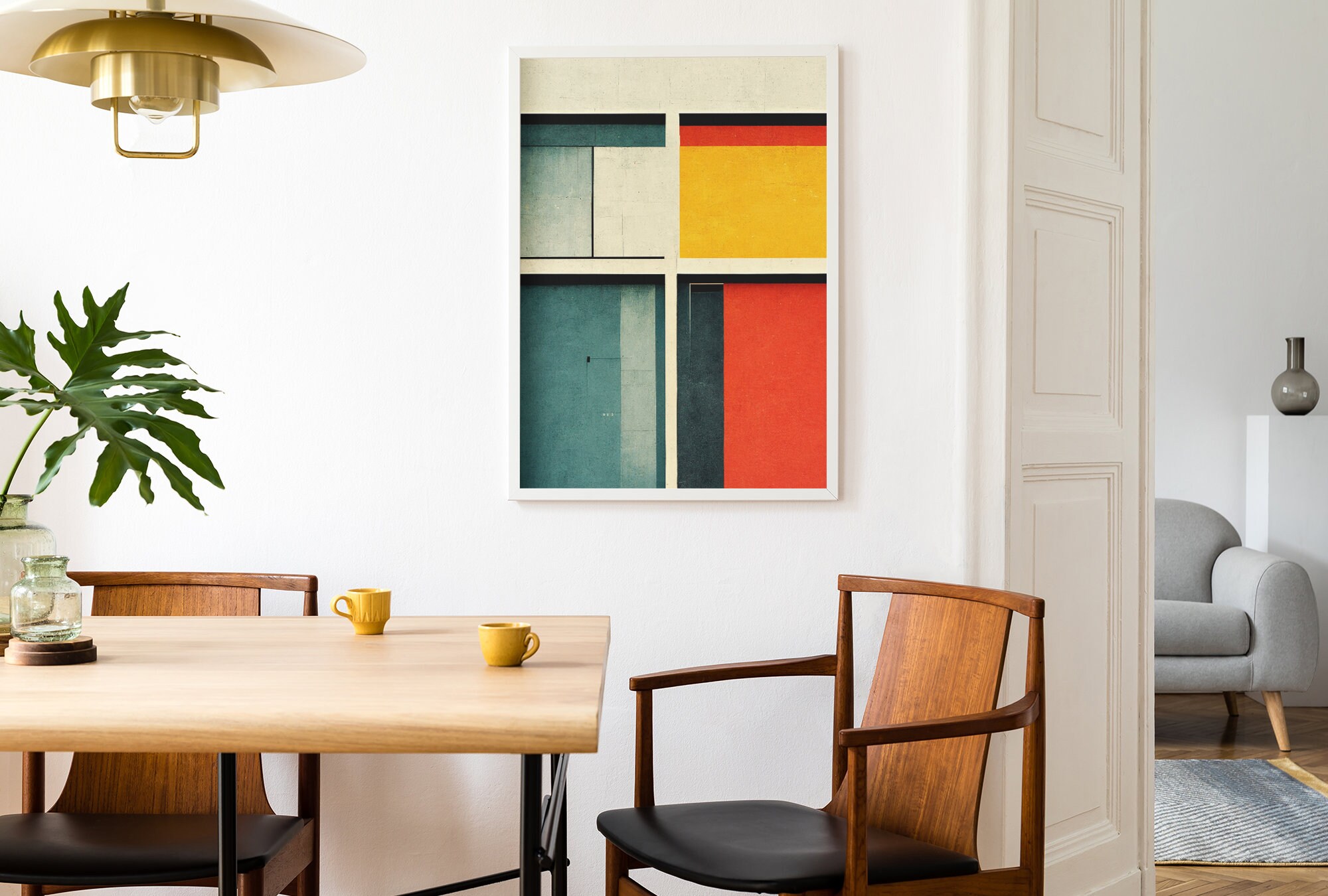Color Block Poster Mid Century Modern Wall Art, Abstract Prints ...