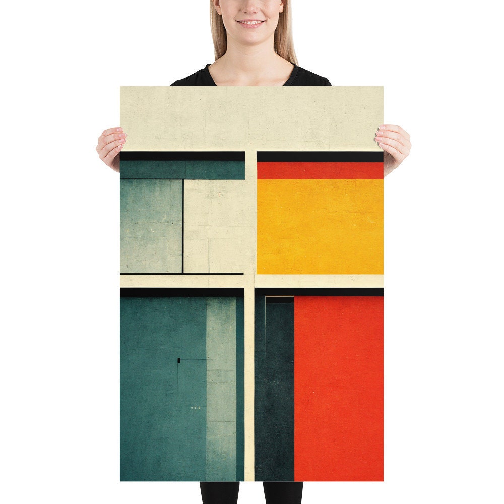 Color Block Poster Mid Century Modern Wall Art, Abstract Prints ...