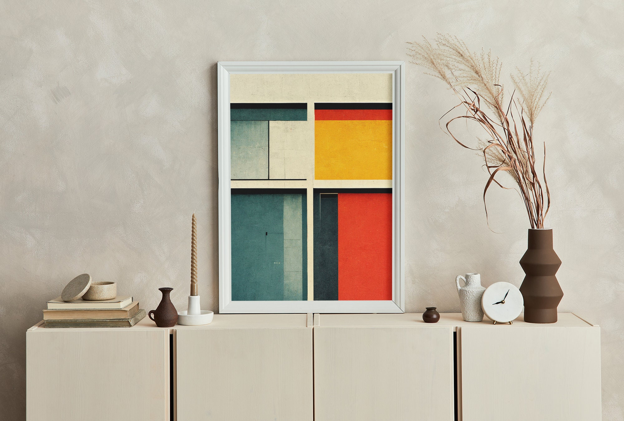 Color Block Poster Mid Century Modern Wall Art, Abstract Prints ...