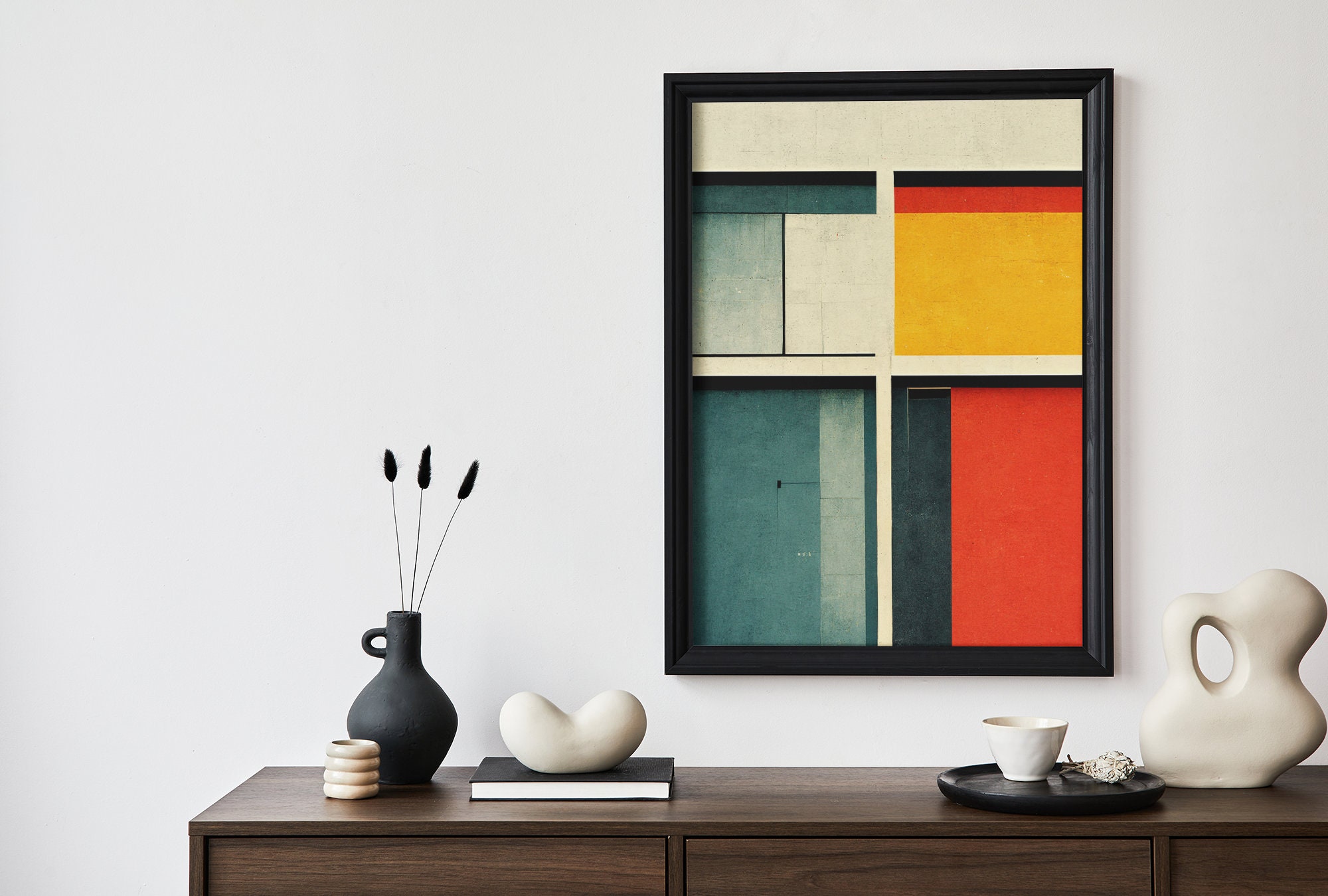 Color Block Poster Mid Century Modern Wall Art, Abstract Prints ...