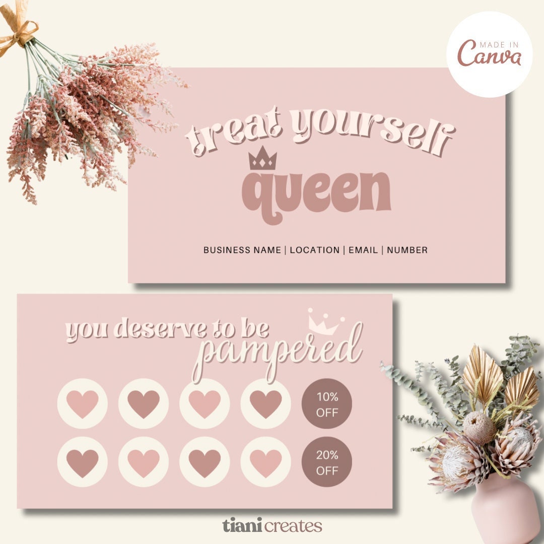 Cute Blush Pink Loyalty Card Template - Etsy