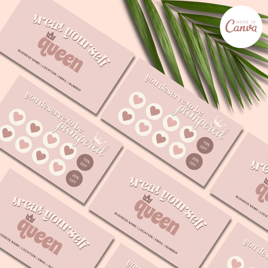 Cute Blush Pink Loyalty Card Template - Etsy