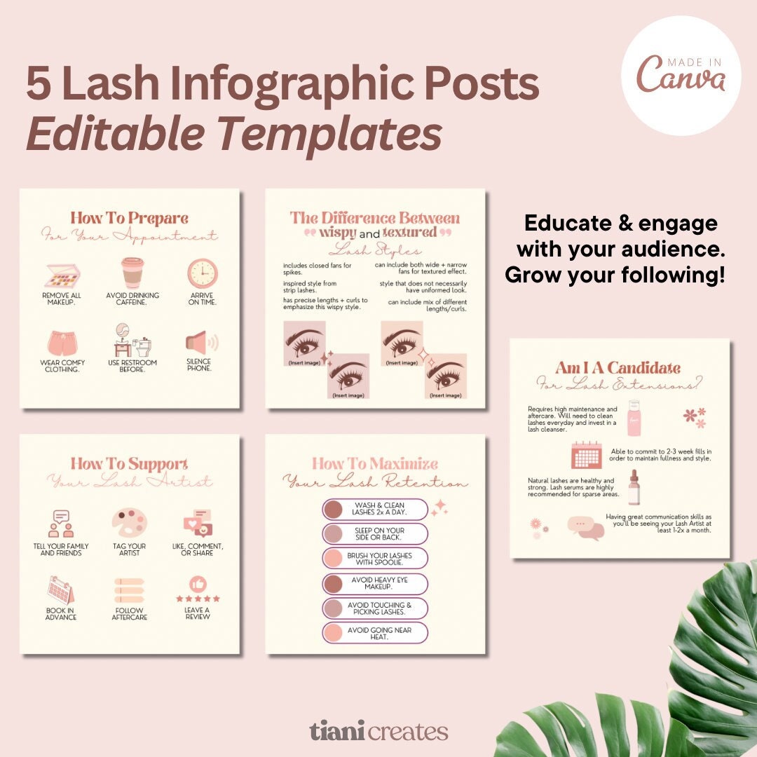 Lash Extensions Editable Infographic Templates for Instagram - Etsy