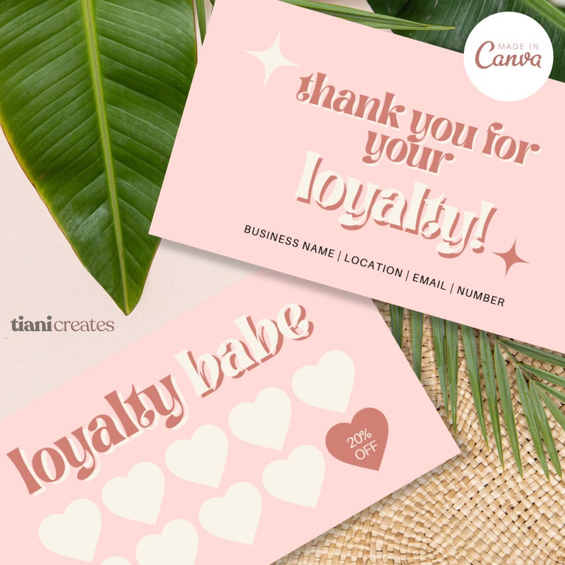 Cute Pink Loyalty Card Template - Etsy