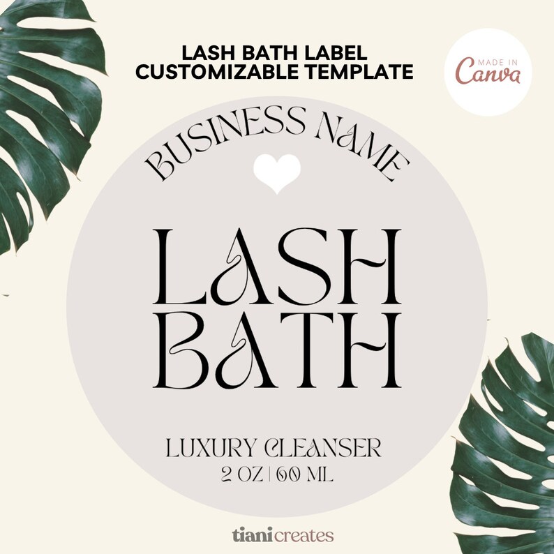 Editable Lash Bath Label Template - Etsy