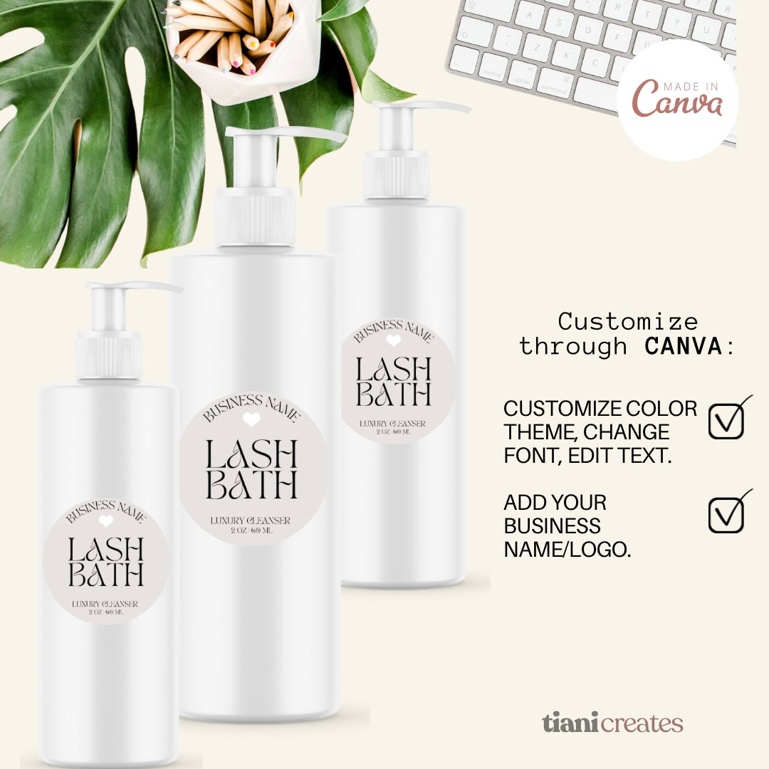 Editable Lash Bath Label Template - Etsy