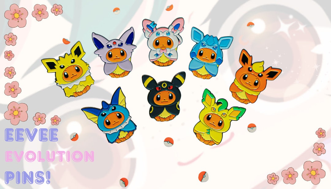 Eevee Enamel Pins Eevee Evolutions Pokemon Pins Cute Enamel Pin Sylveon Espeon Umbreon Vaporeon ...