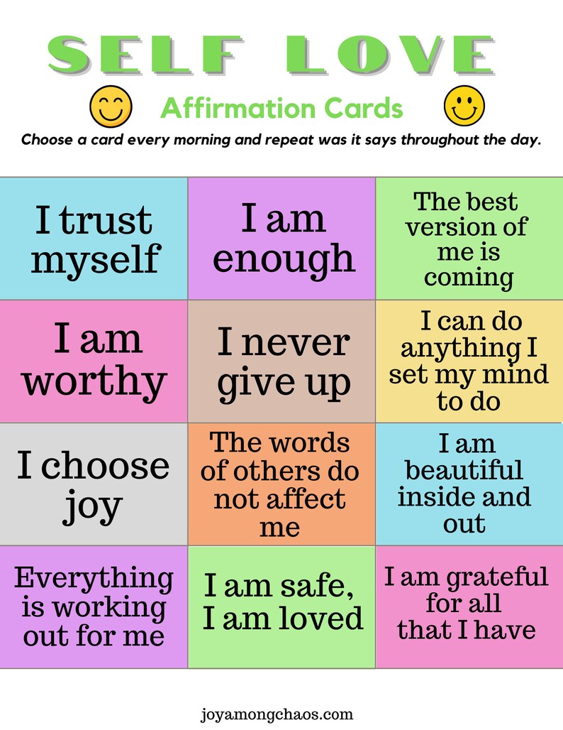 Self-affirmation Cards, Daily Affirmations, Building Self-resilience ...