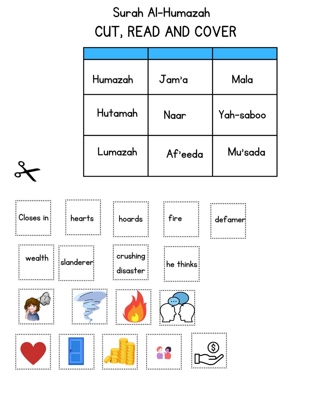Surah Al Humazah Vocabulary Activity - Etsy