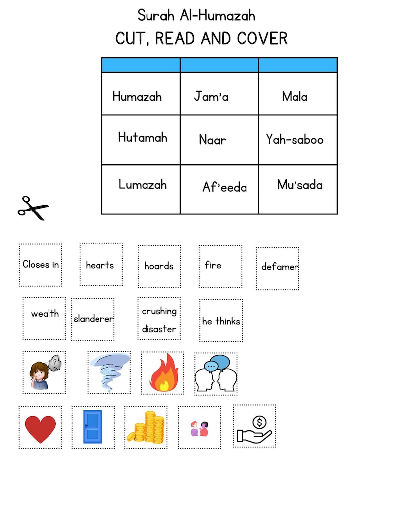 Surah Al Humazah Vocabulary Activity - Etsy