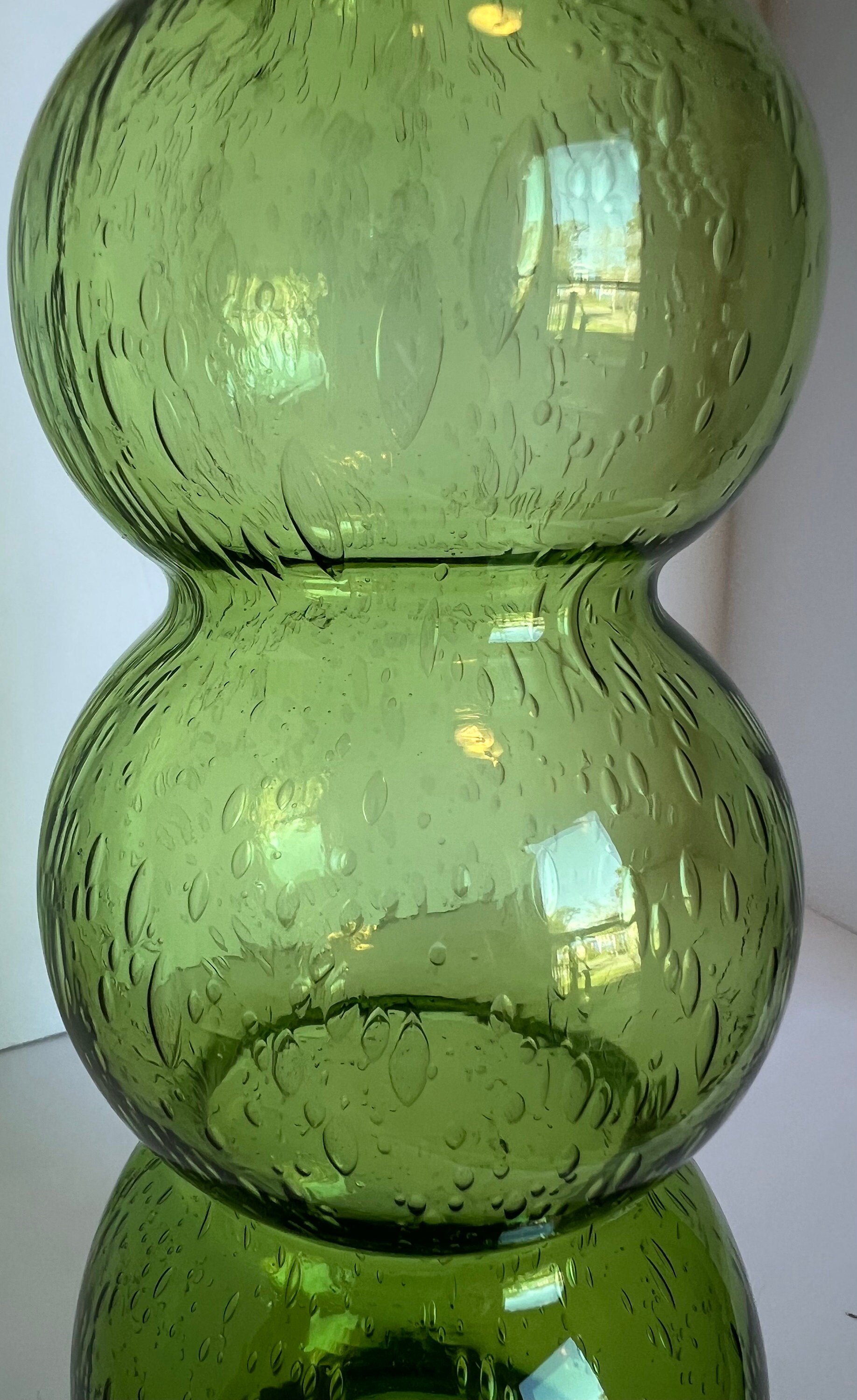 Green Art Glass Decanter Bubble-gourd-gurgle, Perfect Condition. - Etsy