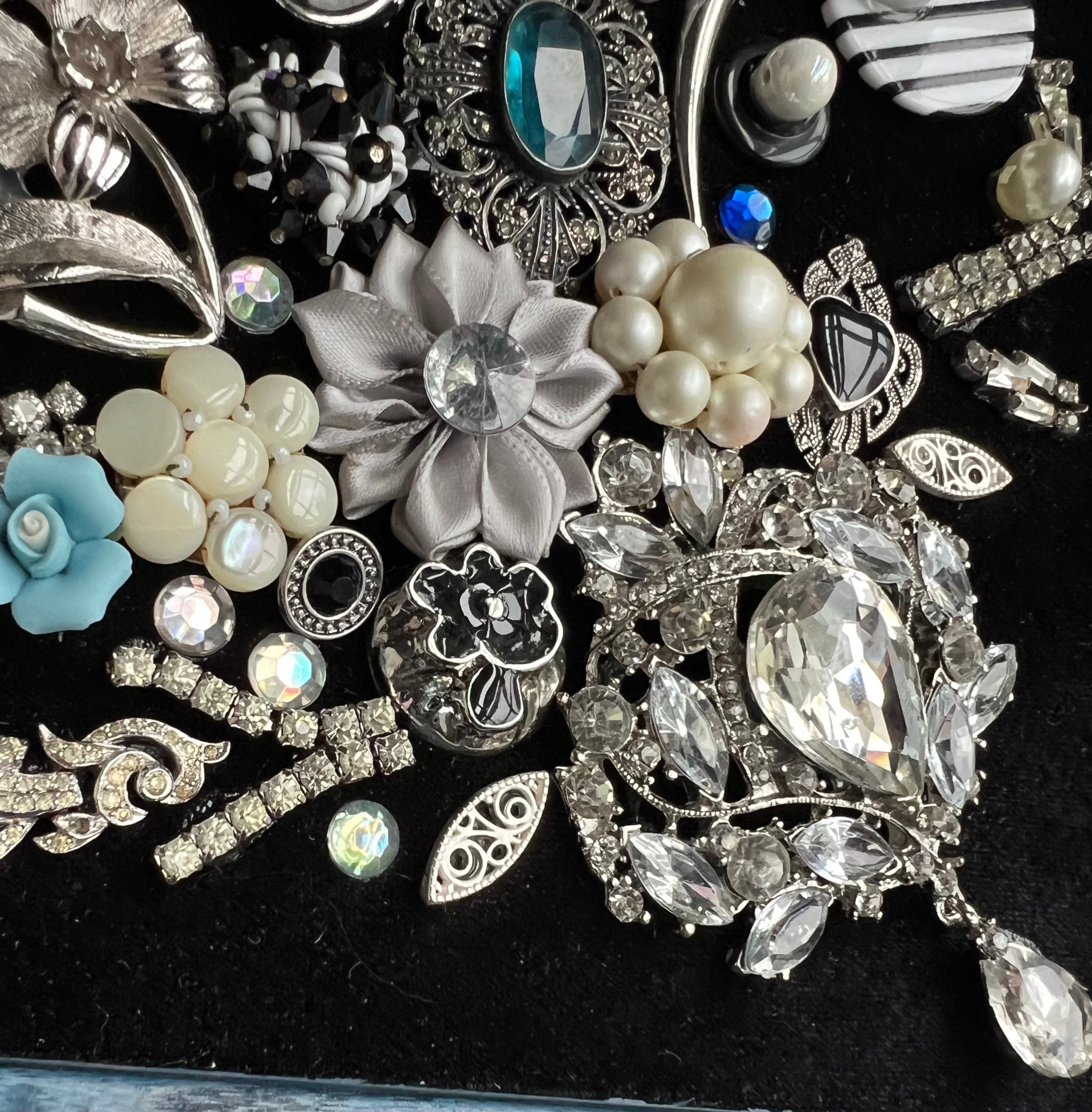 Blingy Vintage Collage Framed Art With Jewelry 5 - Etsy