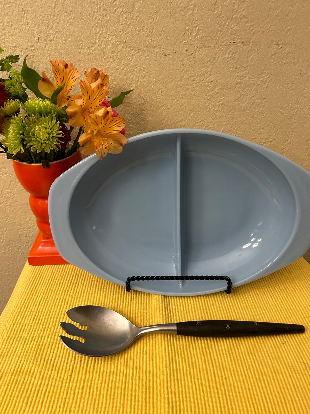 Pyrex Delphite Blue Divided Dish - Etsy