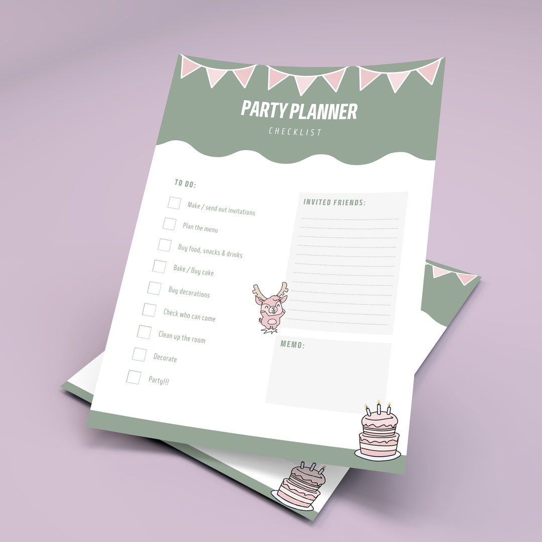 Shikataro Party Planner Printable A4 Pfd File Download Planner Cute ...