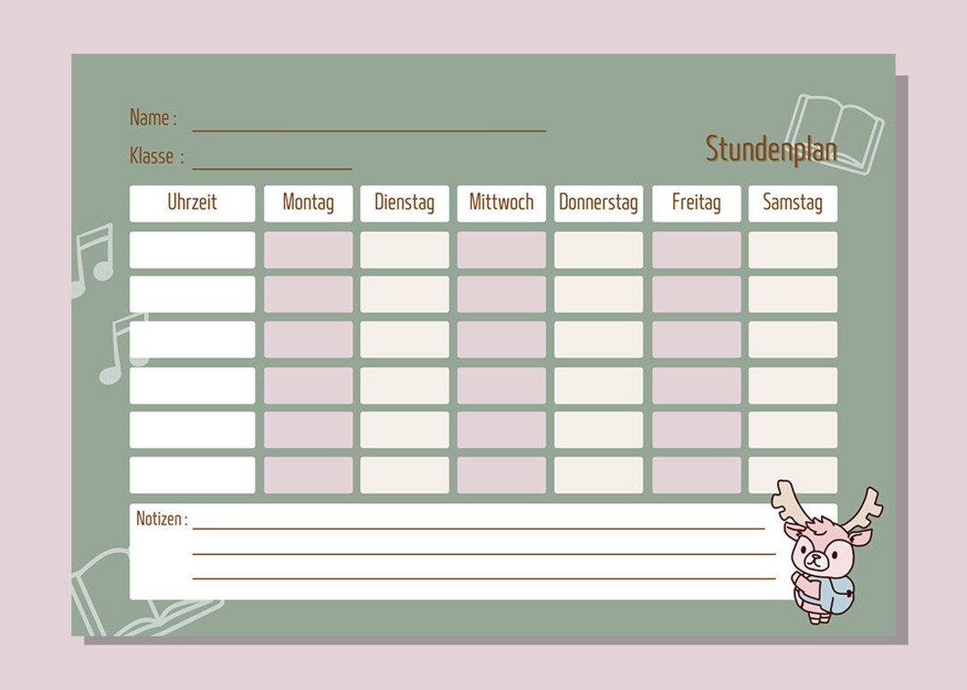 Shikataro Timetable Printable Pdf A4 Pdf Timetable Cute School Start ...
