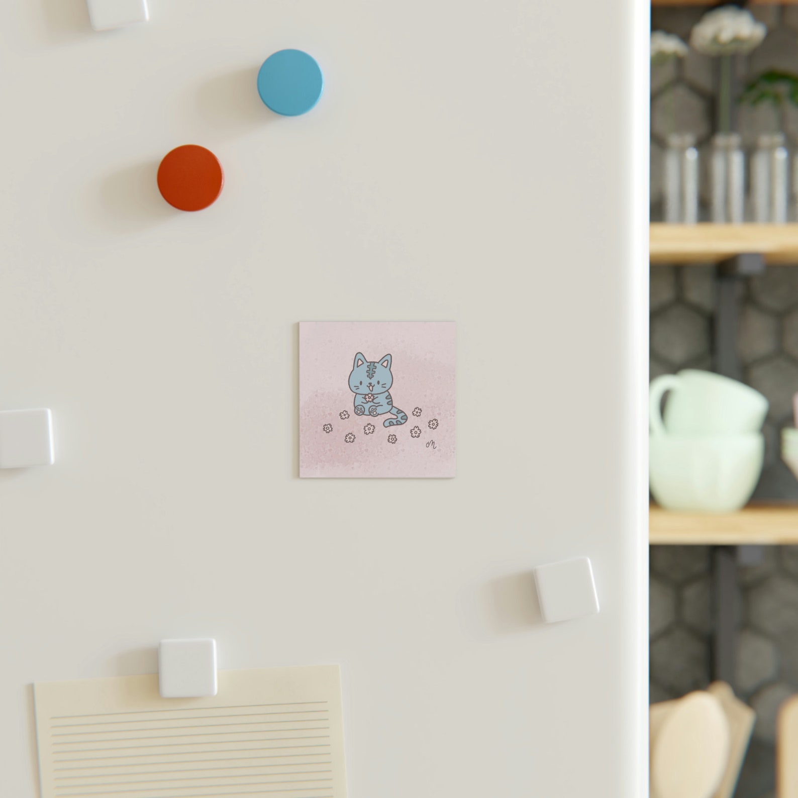 Magnet Cat Cute Cat Illustration Art Magnet Spring Sakura Japanese ...
