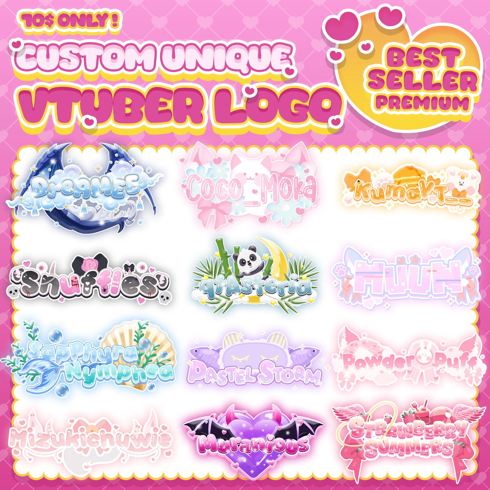 Custom Amazing Chibi Vtuber Logo | Kawaii Logo | Streamer Logo | Cute ...