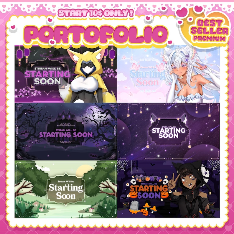 Custom Animated Vtuber Stream Overlay | Twitch Youtube Streaming Pack ...