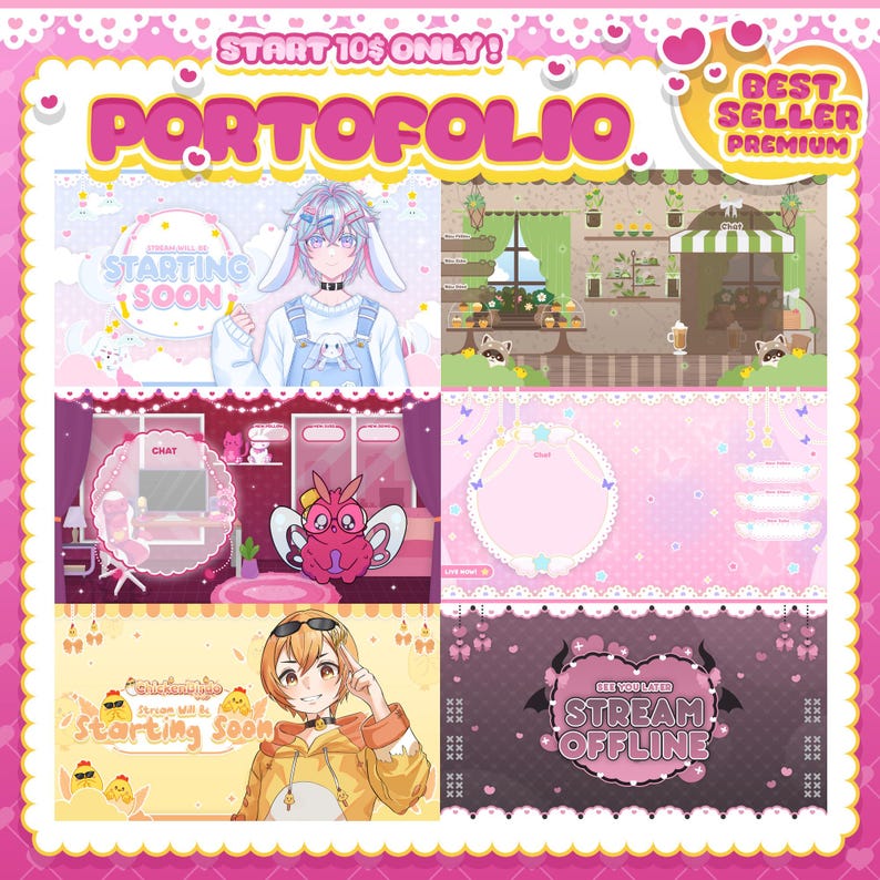 Custom Vtuber Stream Overlay | Twitch Youtube Streaming Pack | Starting ...