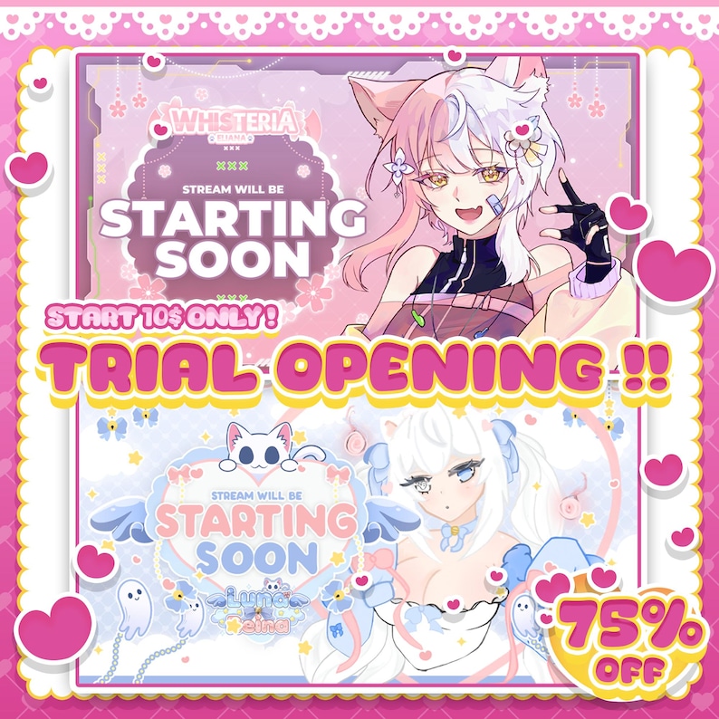 Custom Animated Vtuber Stream Overlay | Twitch Youtube Streaming Pack ...