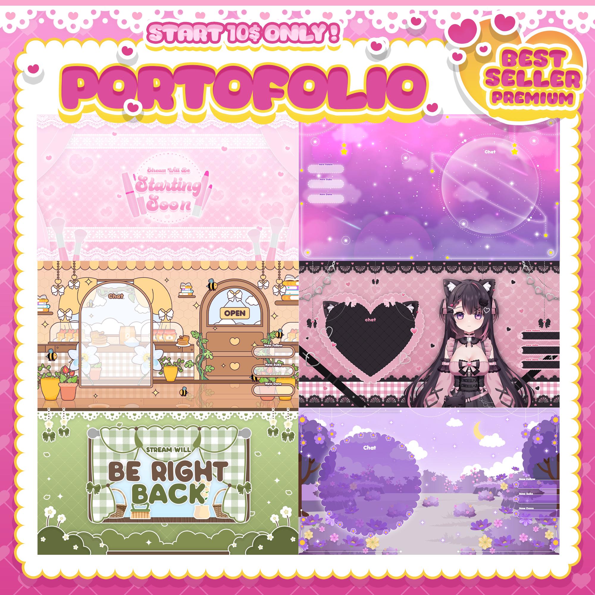 Custom Animated Vtuber Stream Overlay | Twitch Youtube Streaming Pack ...