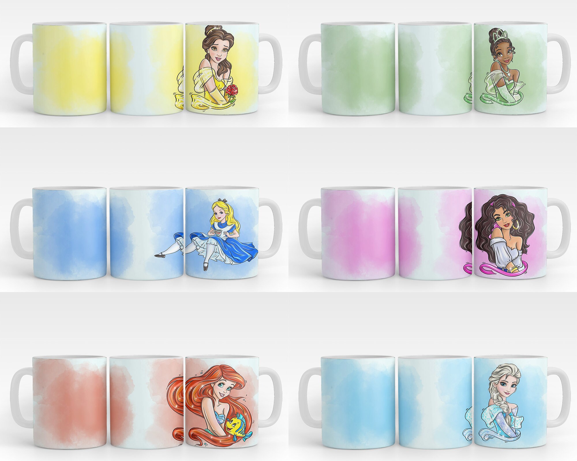 18 Princess Mug Desigs for Sublimation ,11 Oz & 15 Oz Mug Png Digital ...