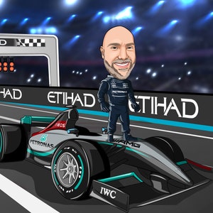Formula 1 Caricature, Custom Digital Portrait, Sports Art, Cartoon ...