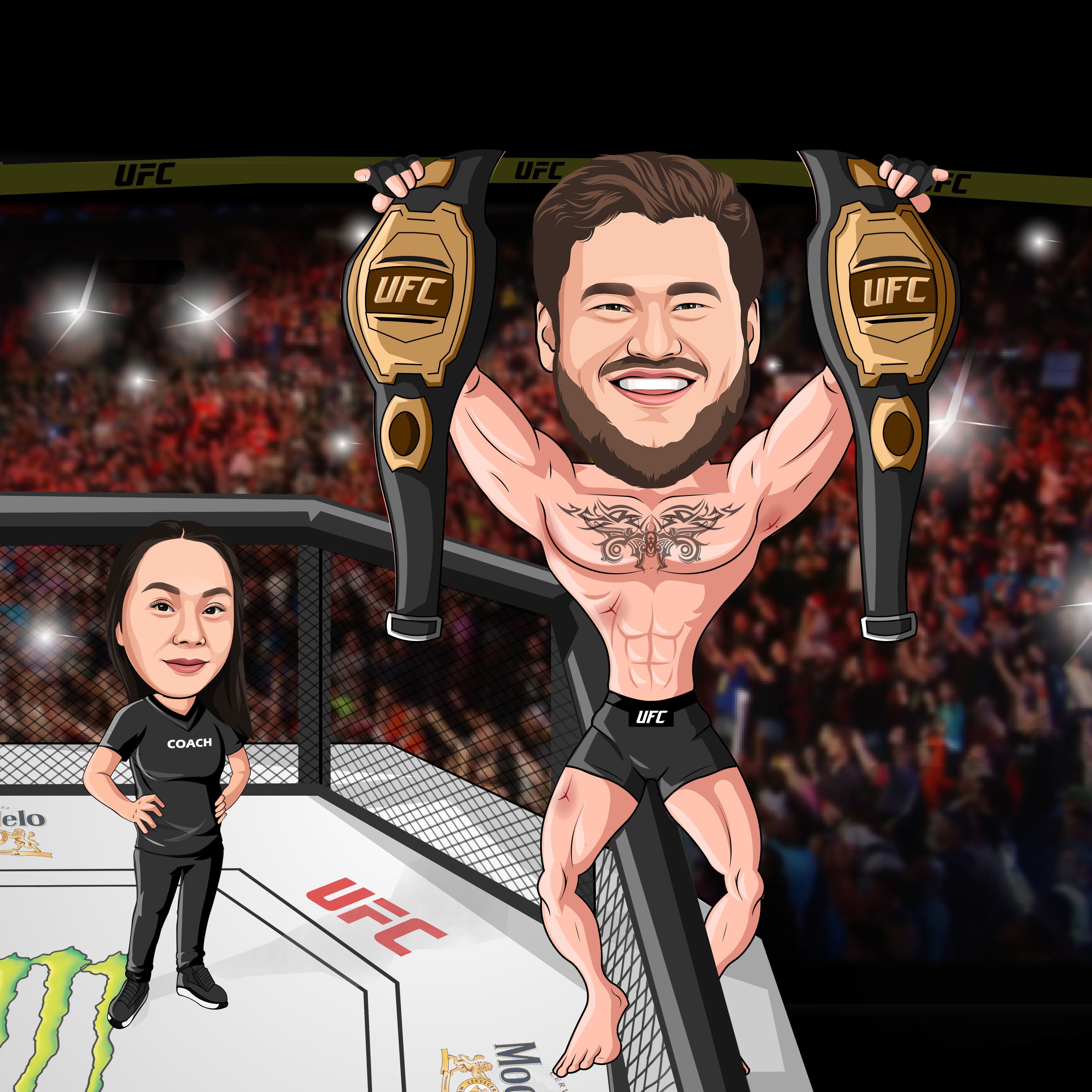 UFC Caricature, Custom Sports Portrait, Digital Cartoon Portrait, MMA ...