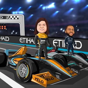 Formula 1 Caricature, Custom Digital Portrait, Sports Art, Cartoon ...