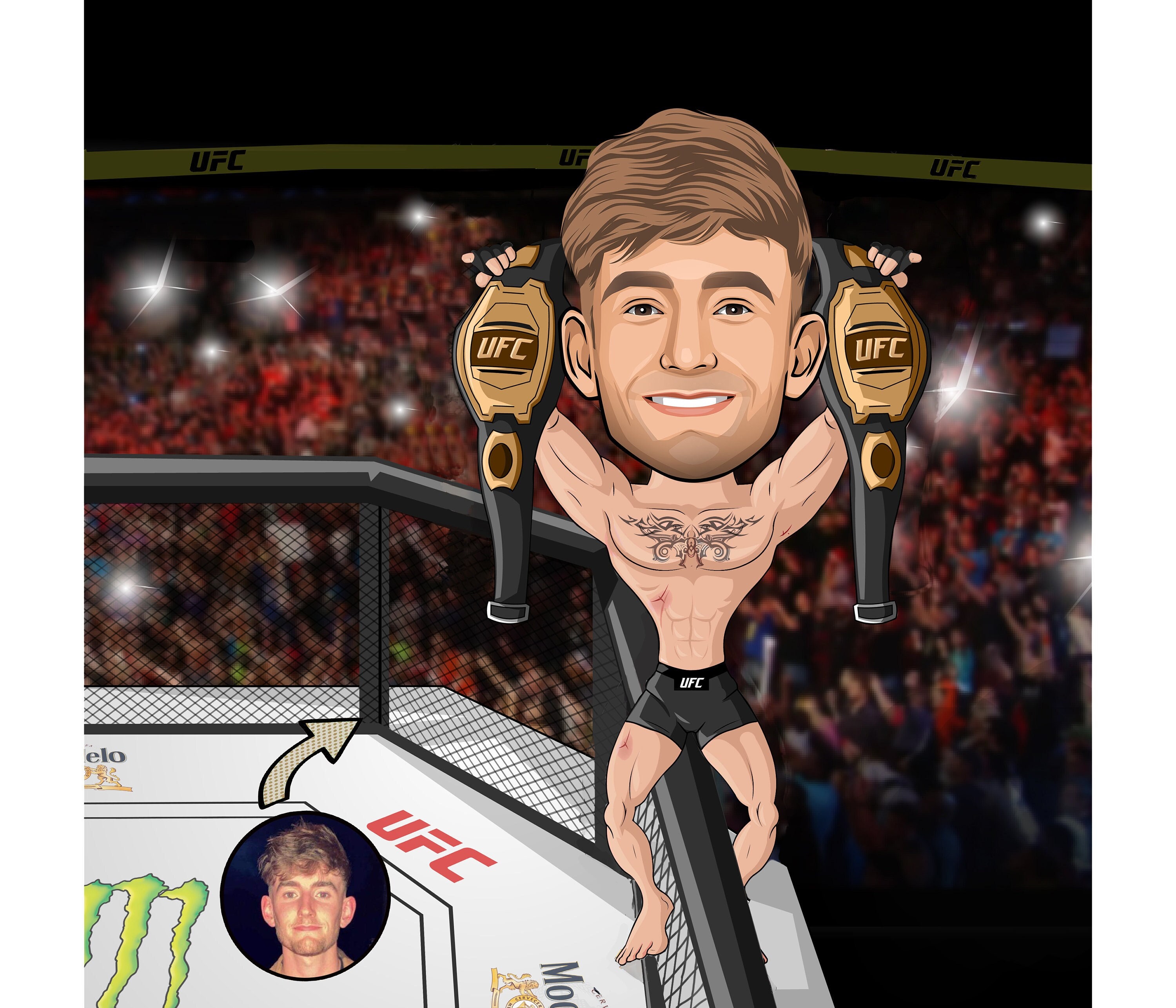 UFC Caricature, Custom Sports Portrait, Digital Cartoon Portrait, MMA ...