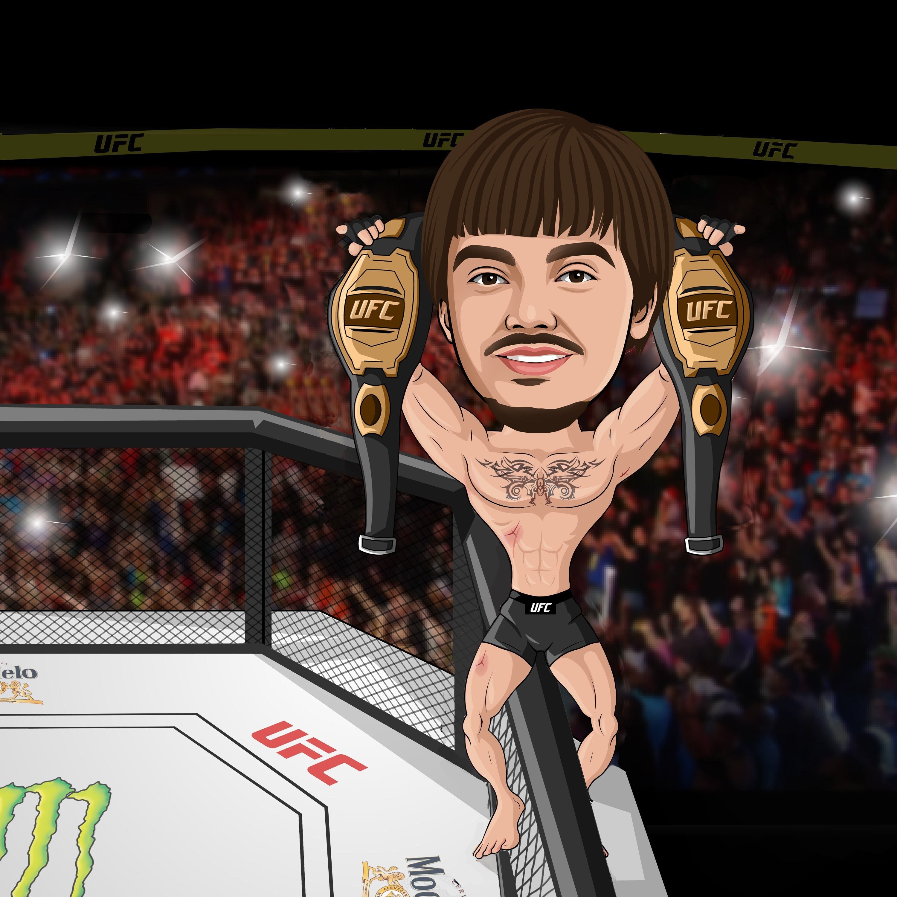 UFC Caricature, Custom Sports Portrait, Digital Cartoon Portrait, MMA ...
