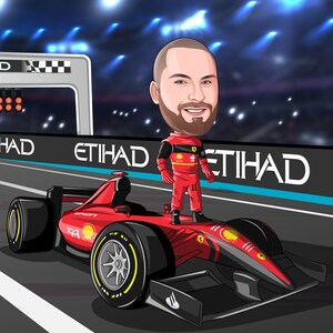 Formula 1 Caricature, Custom Digital Portrait, Sports Art, Cartoon ...