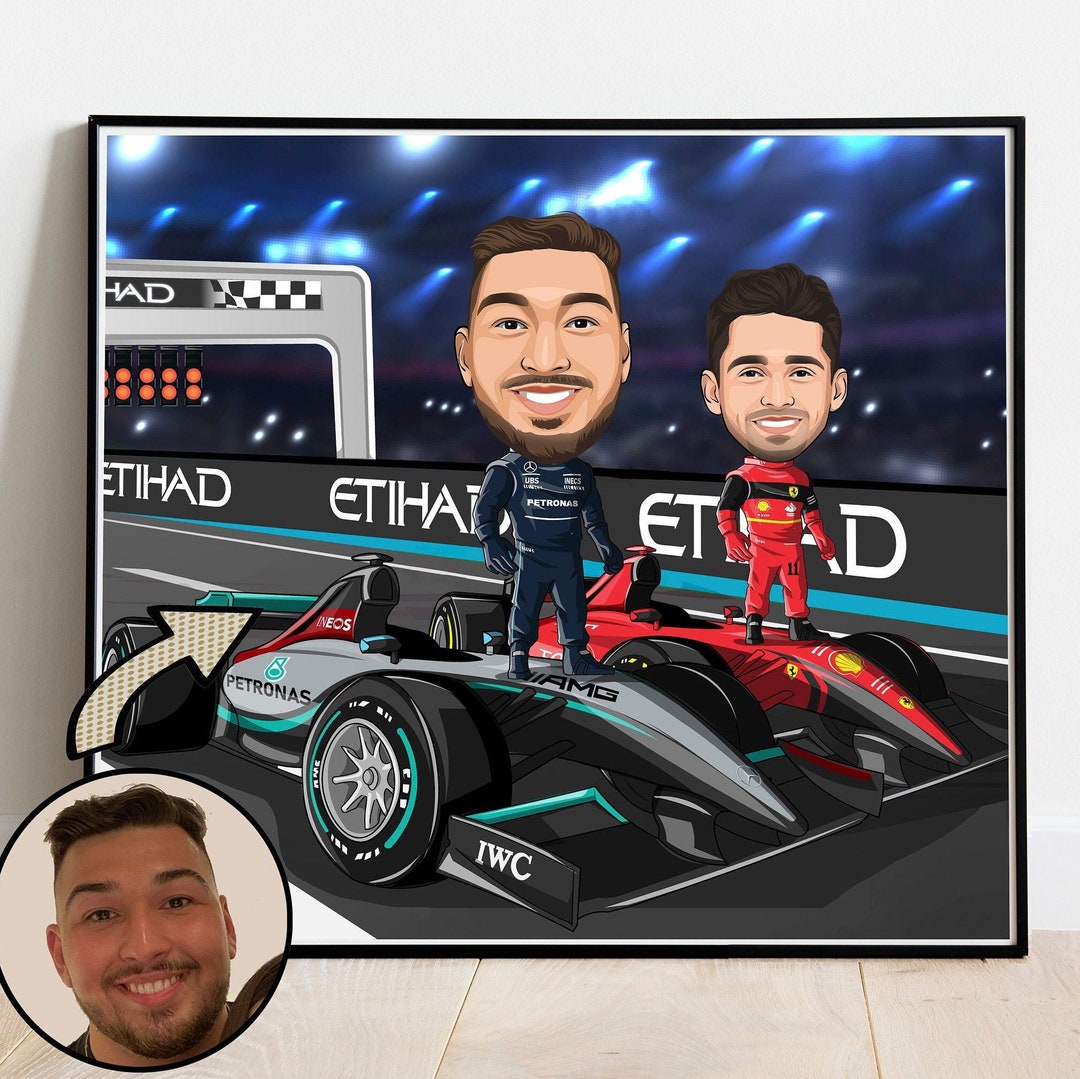 Formula 1 Caricature, Custom Digital Portrait, Sports Art, Cartoon ...