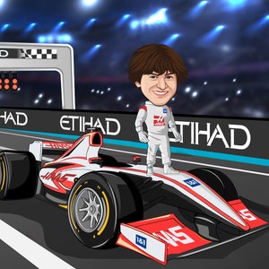 Formula 1 Caricature, Custom Digital Portrait, Sports Art, Cartoon ...