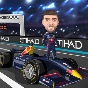 Formula 1 Caricature, Custom Digital Portrait, Sports Art, Cartoon ...