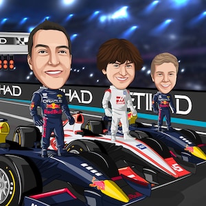 Formula 1 Caricature, Custom Digital Portrait, Sports Art, Cartoon ...
