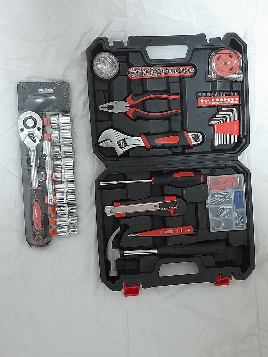 Tool Set S2 2 ITEMS: Toolbox 92pcs Household Hand Tools Socket Set ...