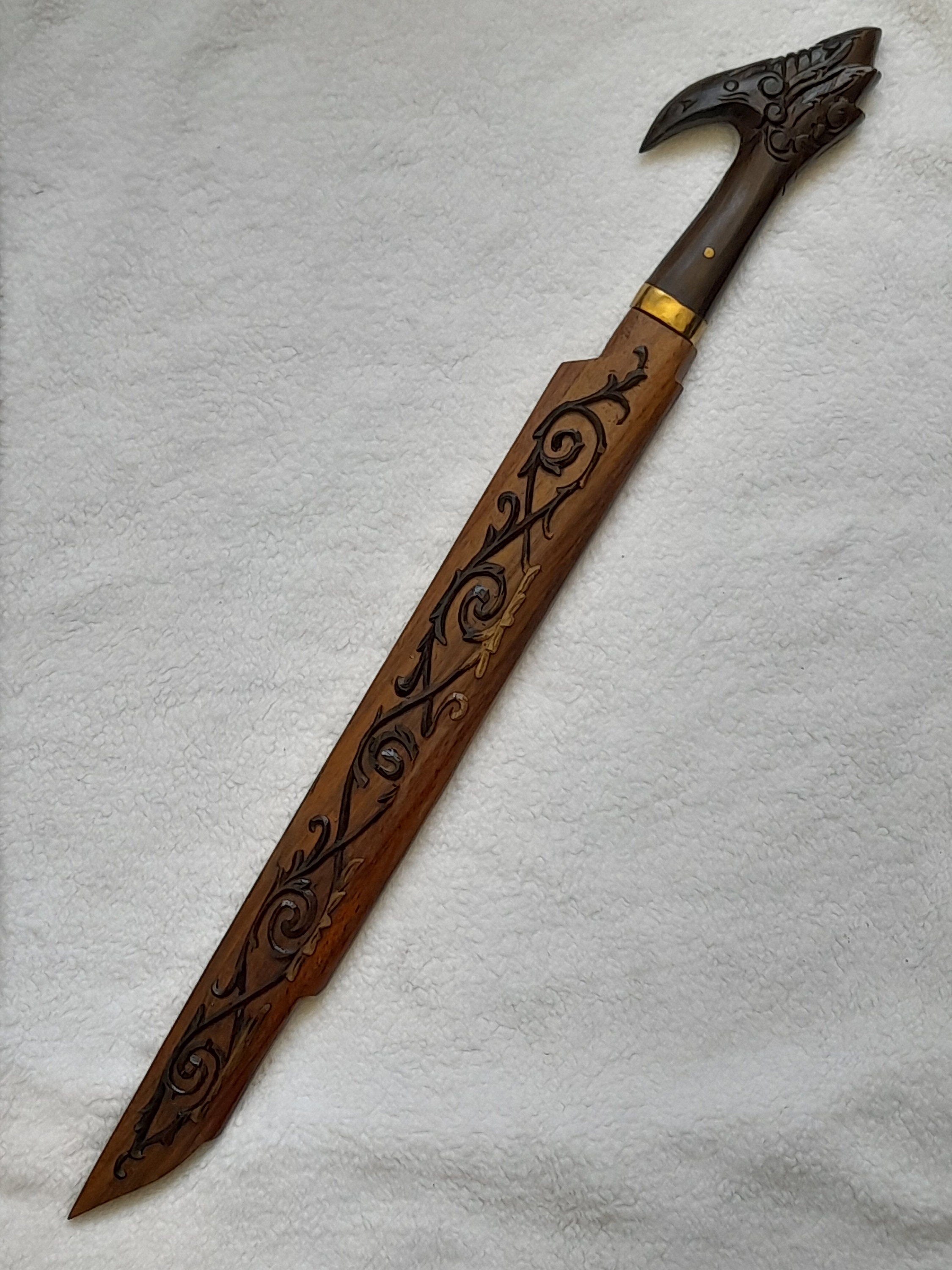 Indonesian Sword Klewang With Carved Blade With Sonokeling Rosewood ...