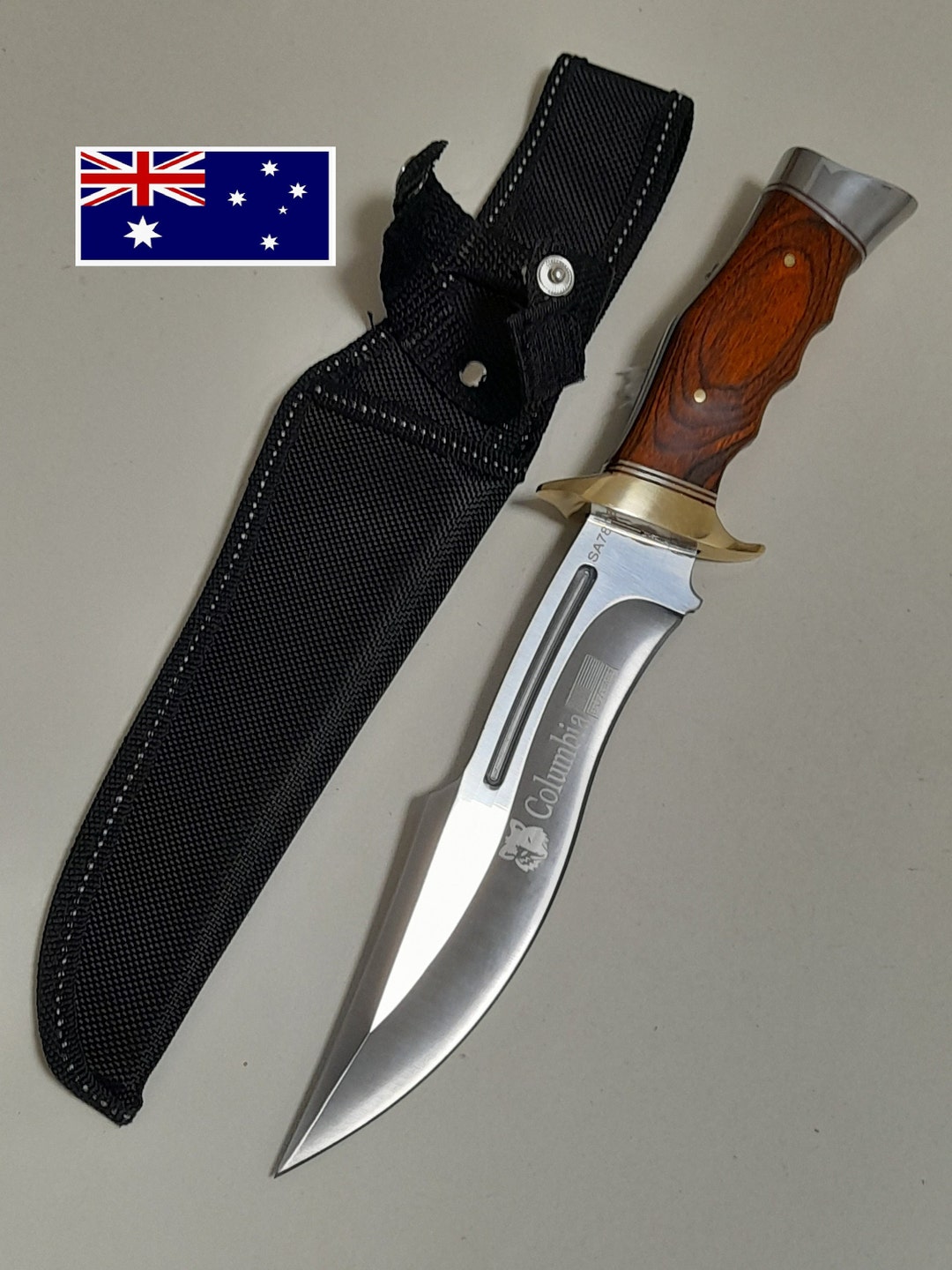 Large Bowie Knife COLUMBIA SA78 Full Tang Fixed Knife Hunting Survival ...