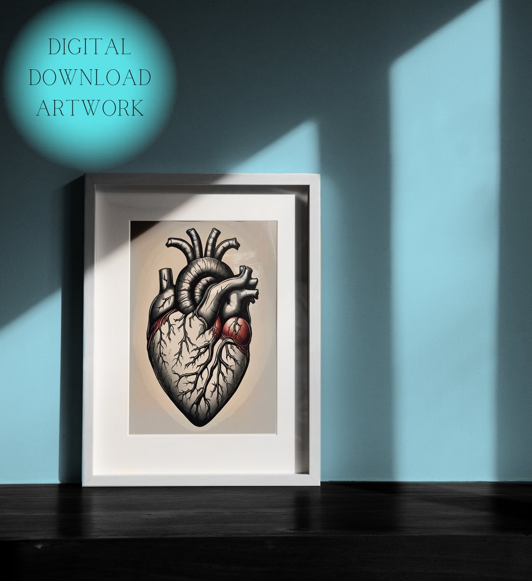 Vintage Anatomical Heart Art Digital Download Anatomy Poster Neutral ...