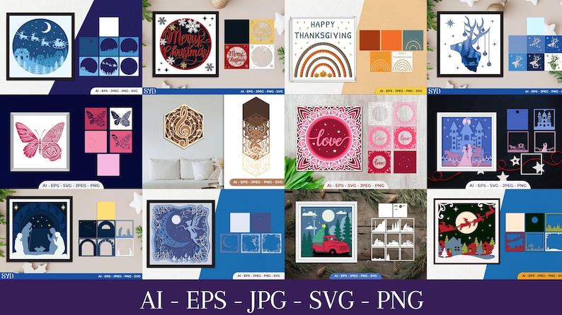 SHADOW BOX SVG Bundle, Template, Svg Files for Cricut and Silhouette ...