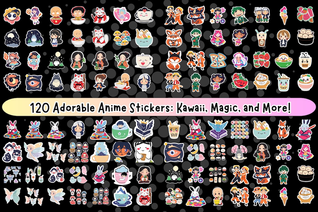Anime Sticker Pack | Kawaii Anime Sticker Pack | Cute Anime Character ...
