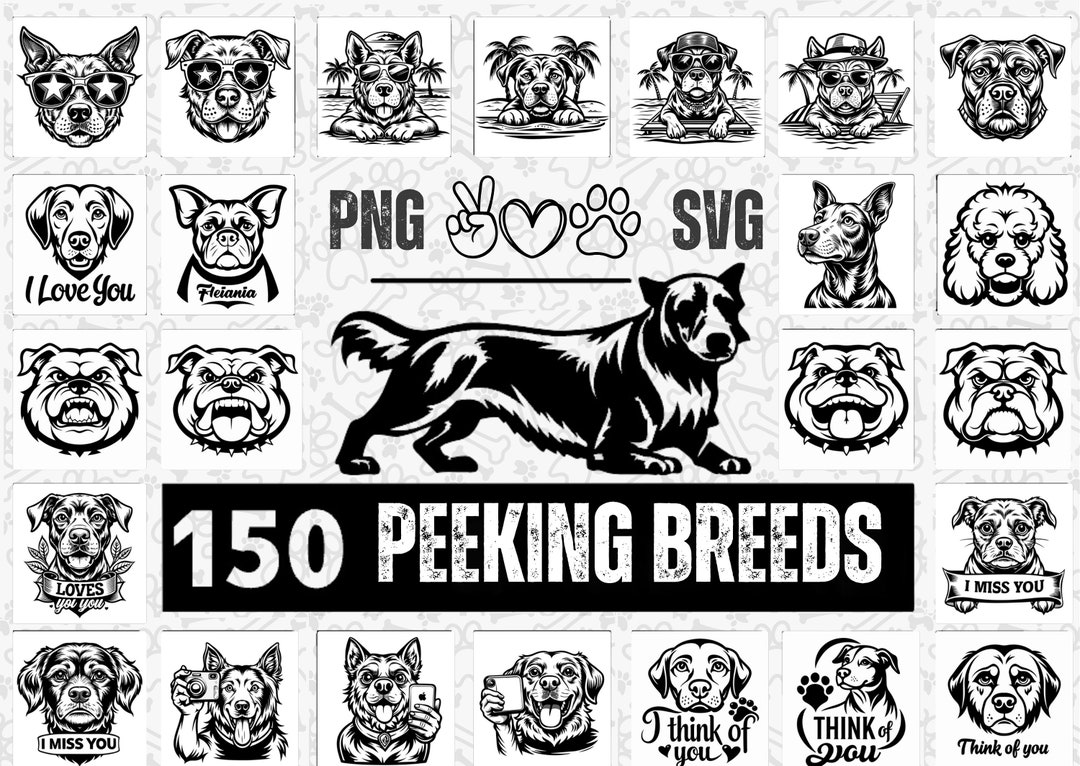 150 BREEDS DOG SVG Bundle, Dogs Clipart,dogs Svg Files for Cricut, Dogs ...